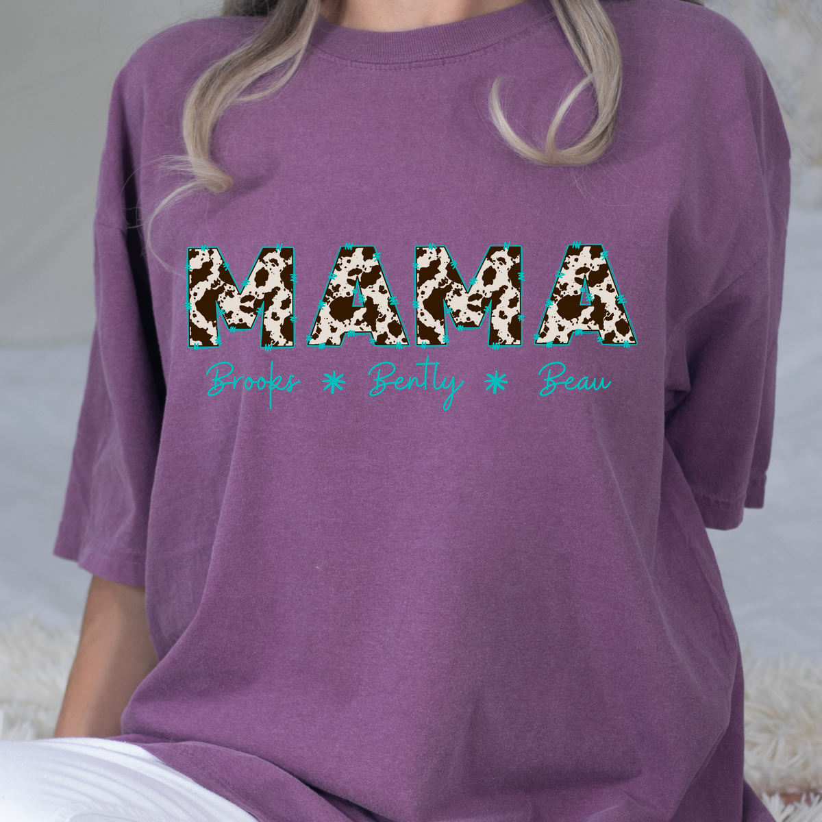 Teal Cow Print Mama Customizable DTF Print – Crawford Country Store