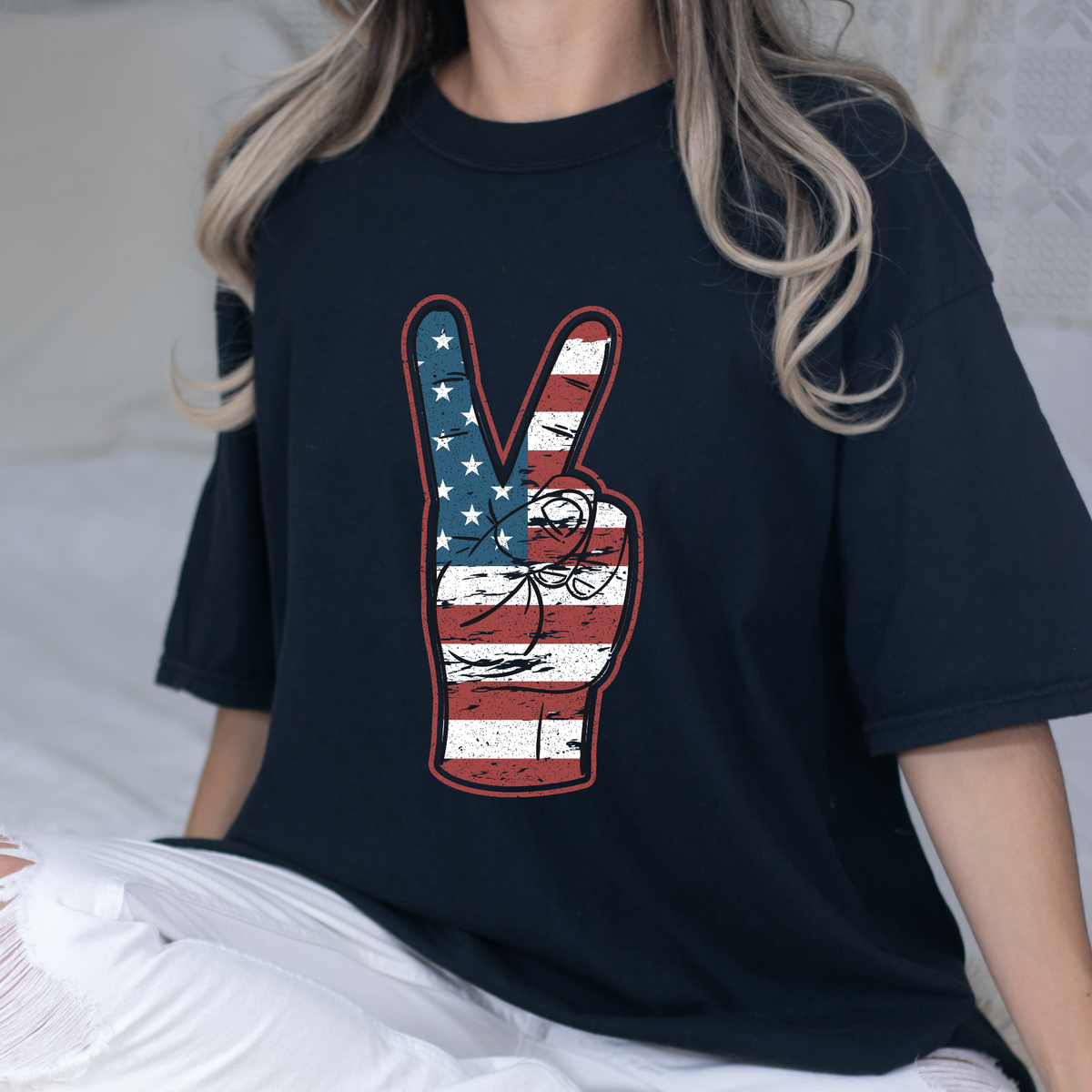 USA Peace Sign DTF Print – Crawford Country Store