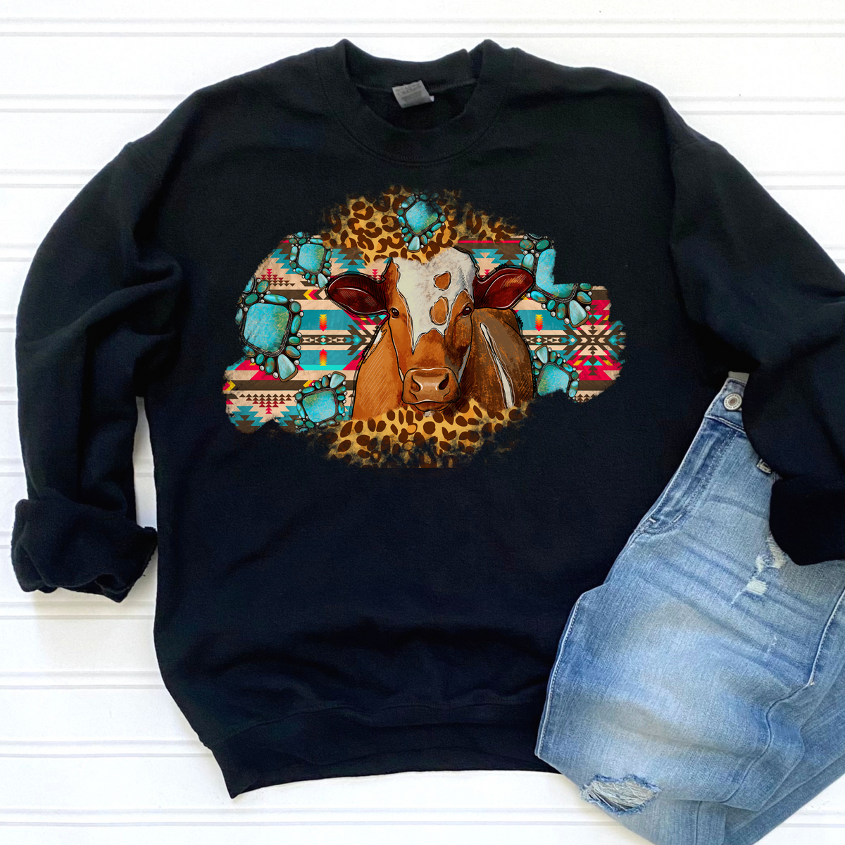 Turquoise Cow DTF Print – Crawford Country Store